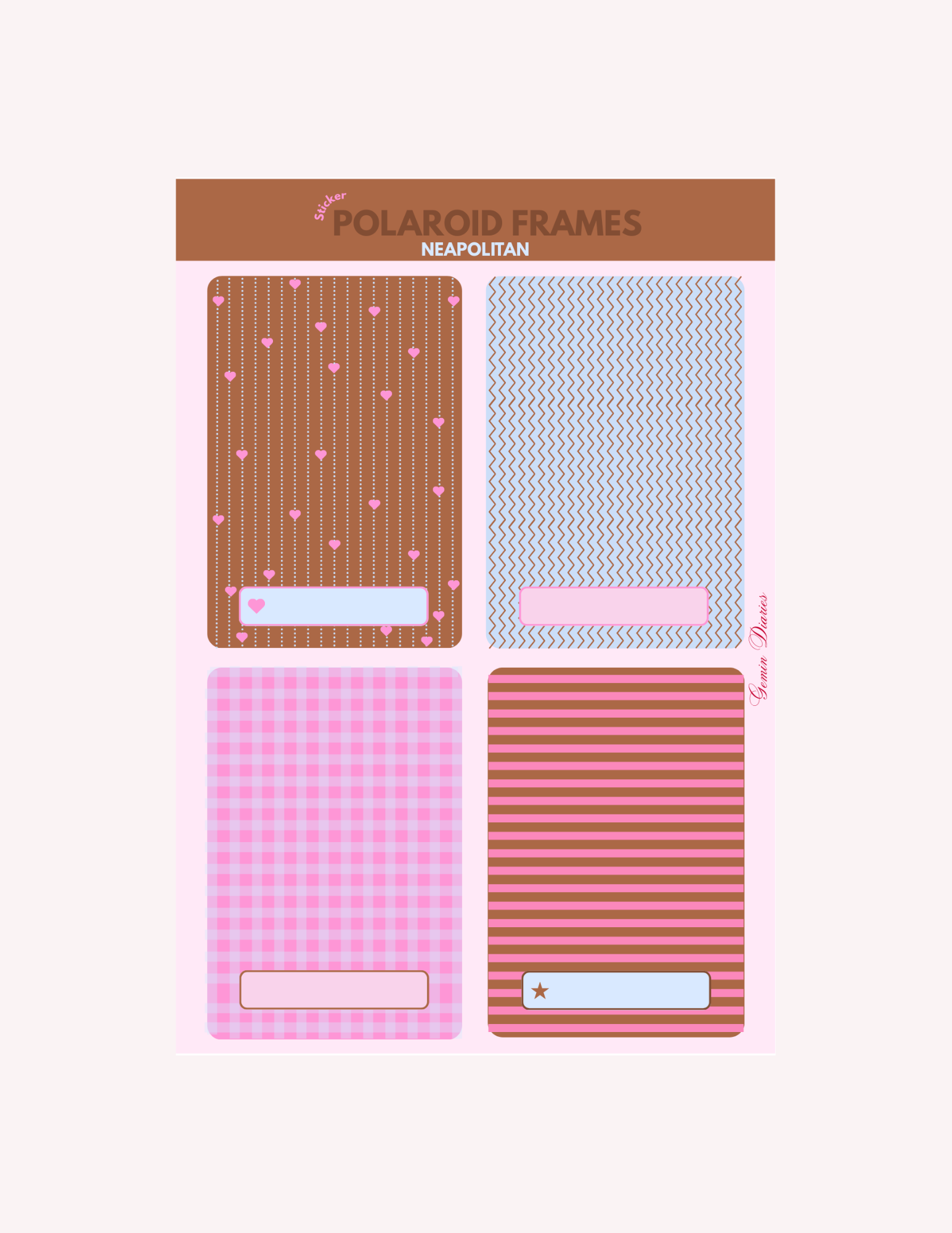 Neapolitan Polaroid Frame Sticker – Gemini Diaries